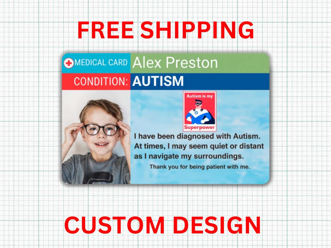 Autism Awareness Medical Emergency ICE Card Essential Disability Info ...