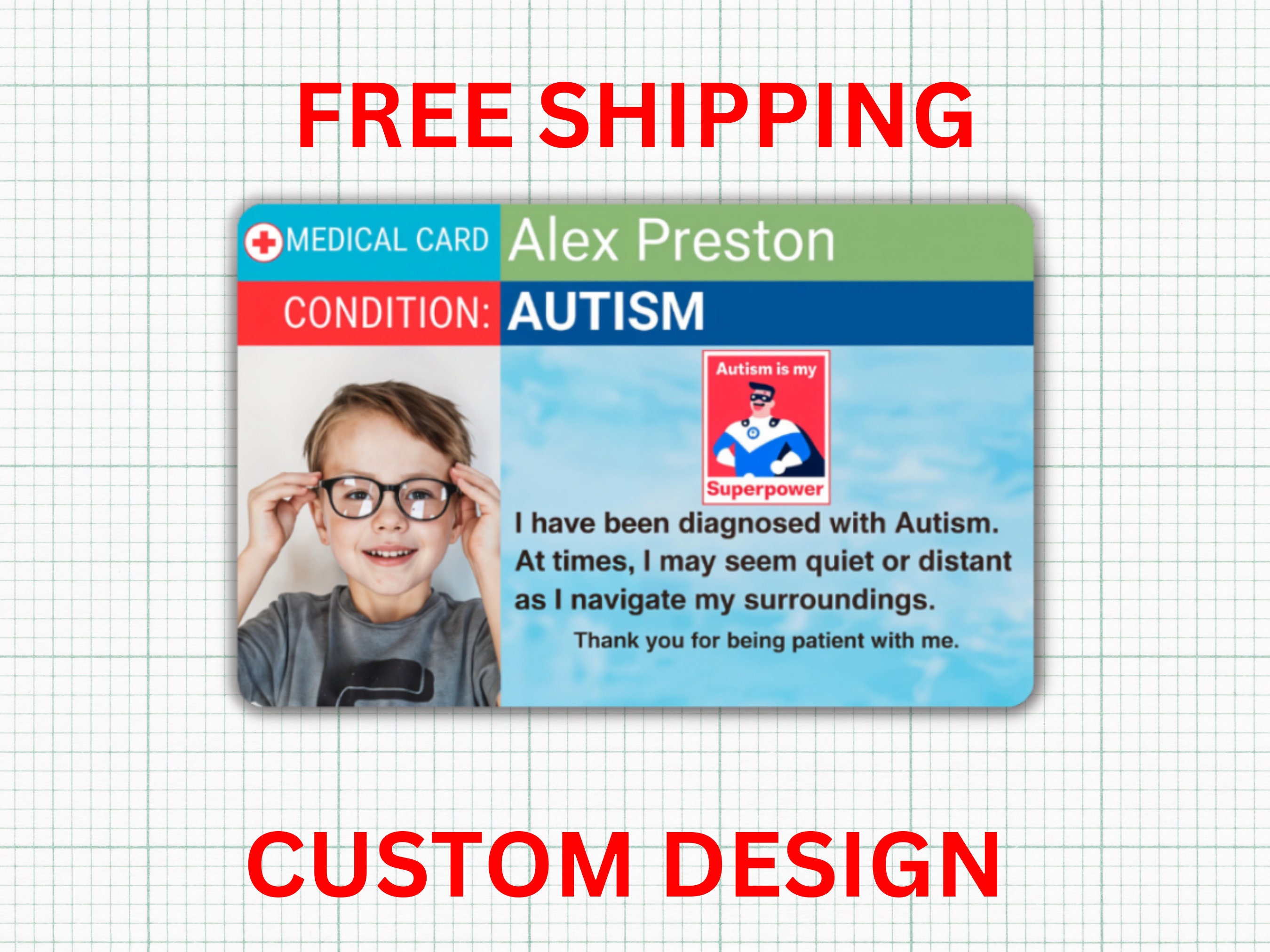 Autism Awareness Medical Emergency ICE Card Essential Disability Info ...