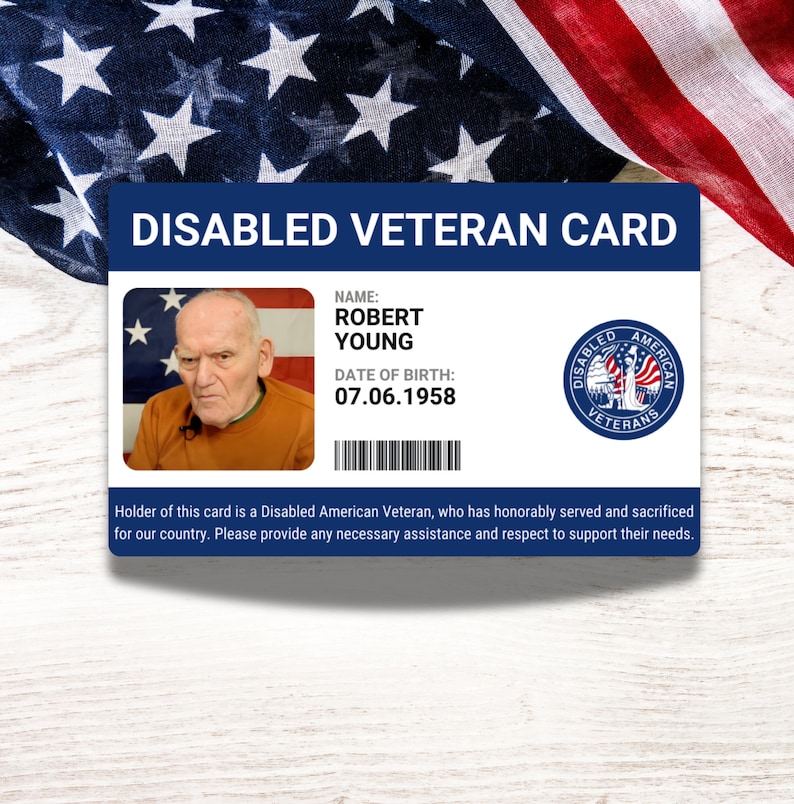Disabled American Veteran Card, Custom Disability Identification Card ...