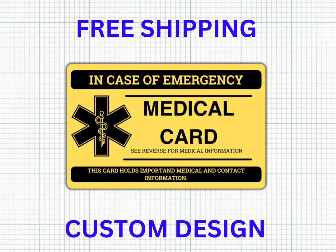 Medical Card, Medical Alert, Medical ID, ICE Card, Medical Document ...