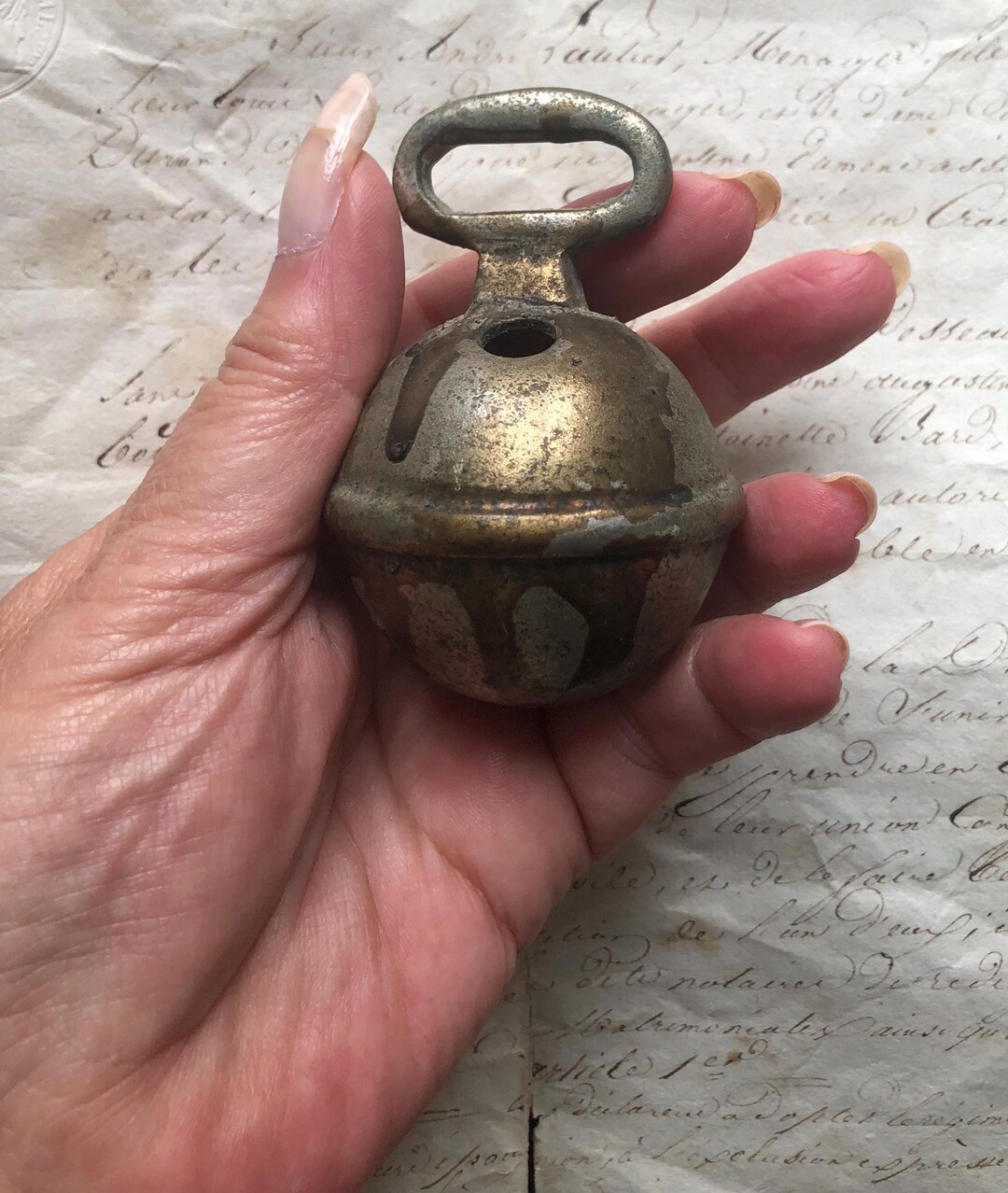 HUGE Antique French Crotal Bell Rumble Bells Polar Express Christmas ...