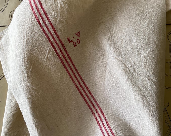 Exceptional HUGE Antique French Handloomed Chanvre Linen Torchon Cloth ...