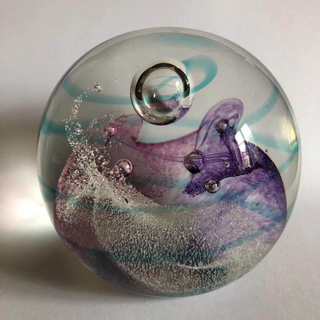 Caithness TITANIA Art Glass Paperweight, Scotland, Blue Swirl Lilac - Etsy