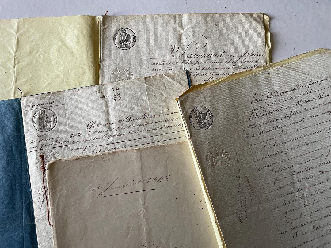 Antique French Lot 4 Handwritten Legal Papers 18 Back to Back Pages ...