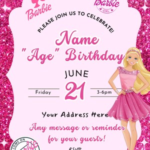 Barbie Party Invitation Digital Download Only - Etsy