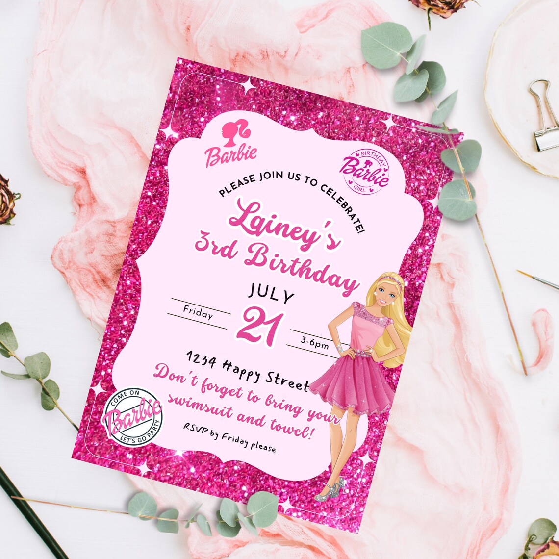 Barbie Party Invitation Digital Download Only - Etsy