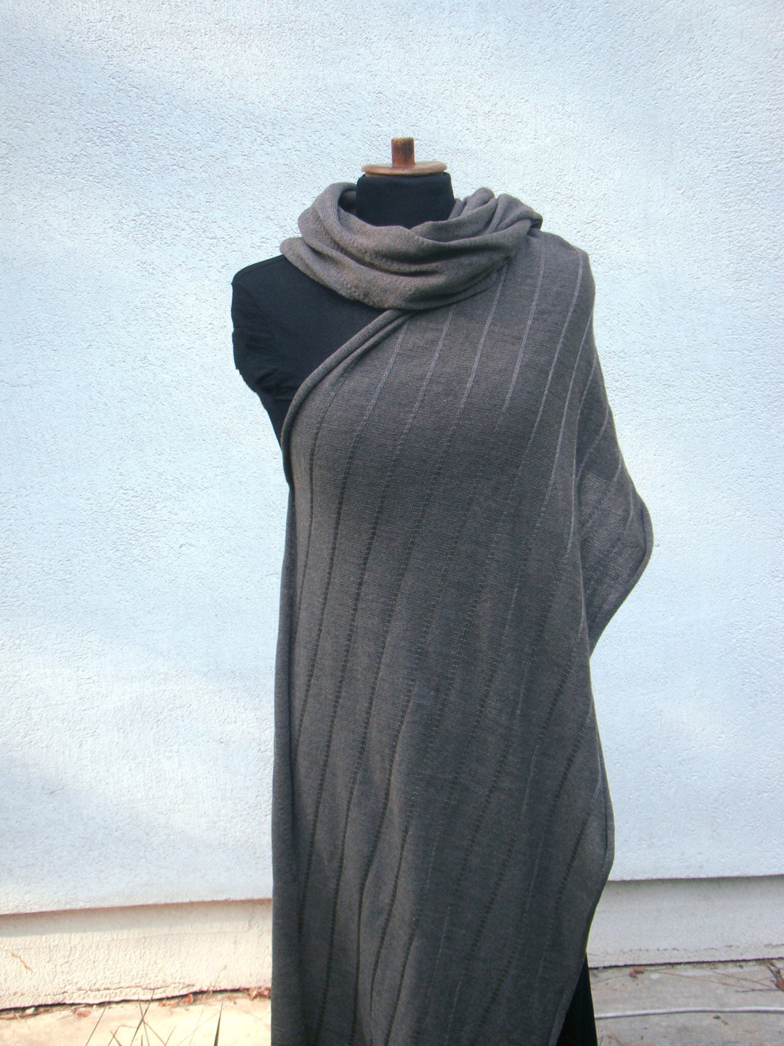 Szal Wrap Merino Wool Wrap Brown Gray Beige Taupe Scarf - Etsy