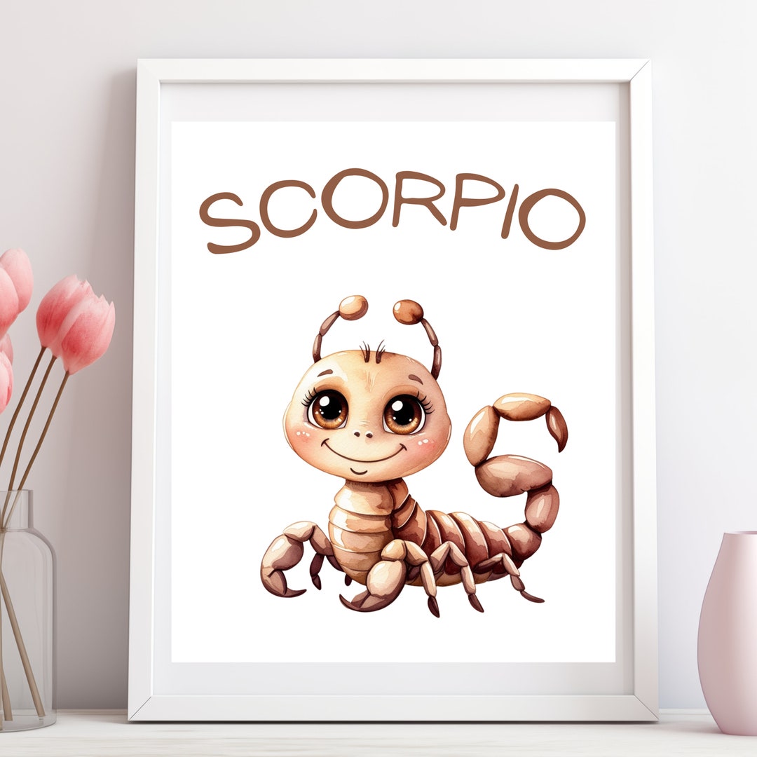 Charming Scorpio Zodiac Sign Poster Cute Baby Scorpion Illustration ...