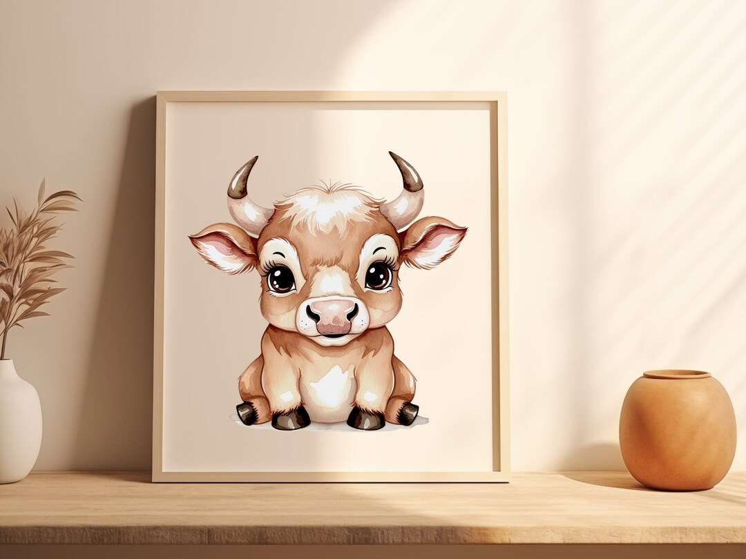 Taurus Zodiac Sign Poster for Kids Cute Baby Bull Art Print for ...