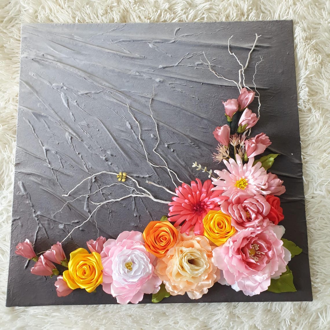 Wall Decoration With 3D Flowers and Branches - Etsy