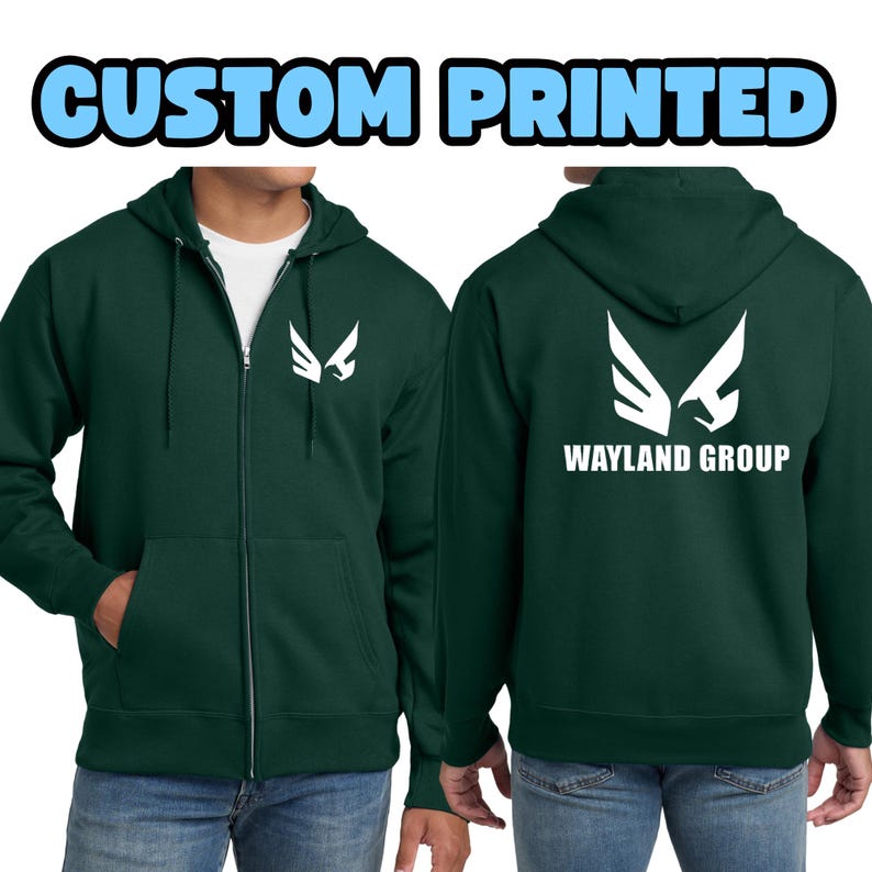 Personalized Zip up Hoodie, Custom Full Zip Hoodie, Custom Logo Hoodie ...