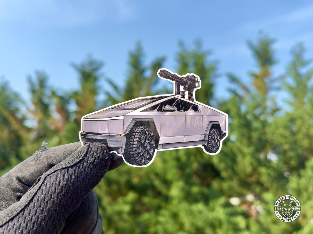 Cyber Technical - Cyber Truck Minigun Sticker - Tactical Tesla Meme ...
