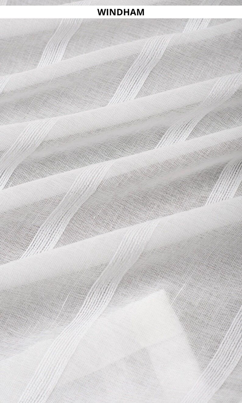 White Striped Sheer Roman Shades. Custom Length/ Width Window Blinds ...