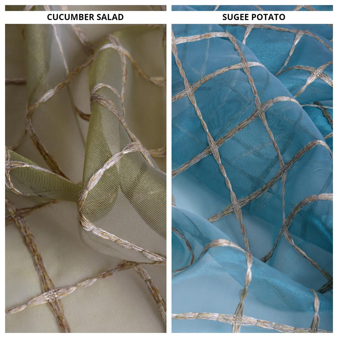 Embroidered Sheer Fabric Curtains. Custom Window Drapes for Living ...