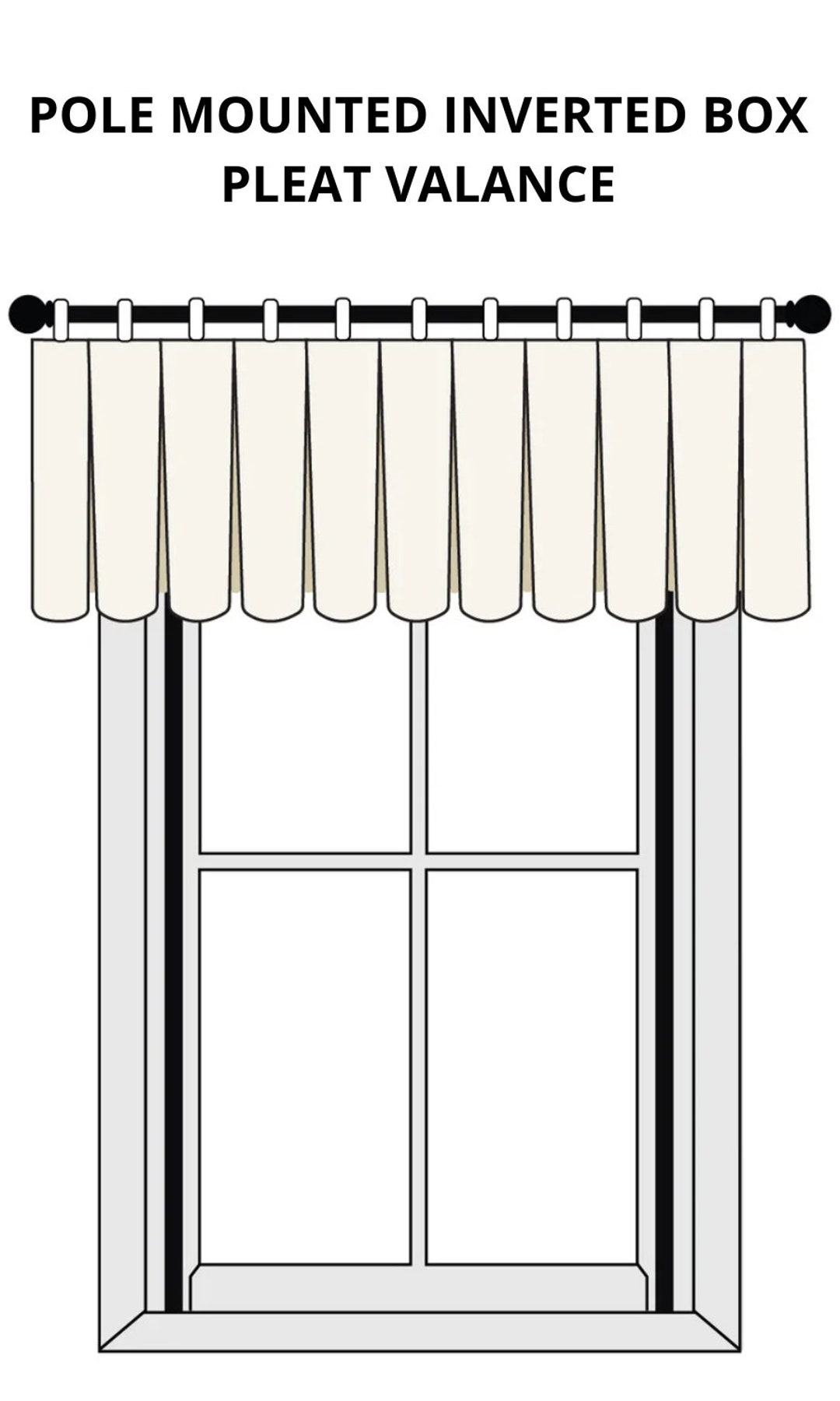 Custom Size Pole Mounted Inverted Box Pleat Valance I 3000 Fabrics I ...