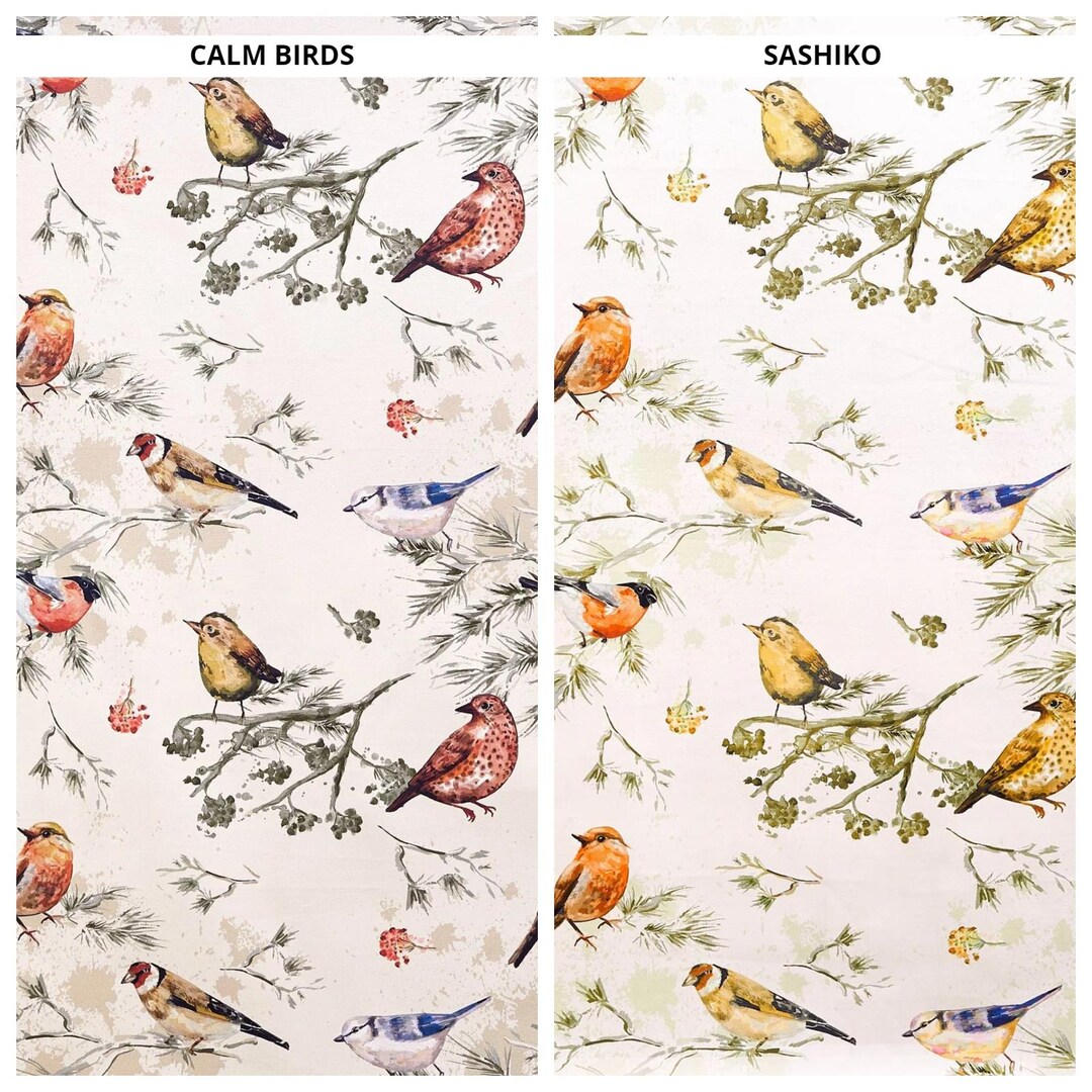 Floral Bird Pattern Curtains. Custom Window Drapes for Living, Dining ...