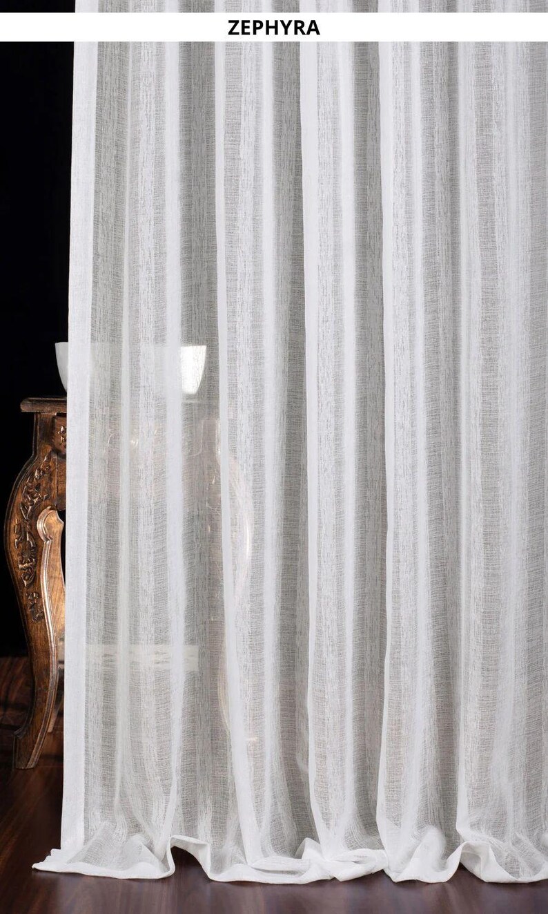 White Striped Sheer Roman Shades. Custom Length/ Width Window Blinds ...