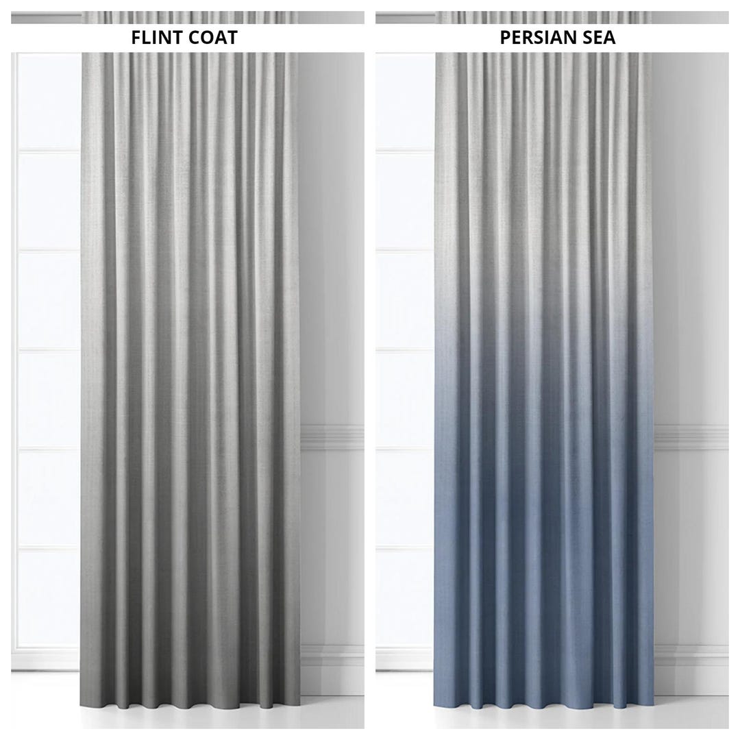 Ombre Two-tone Fabric Curtains. Custom Size Window Drapes for Living ...
