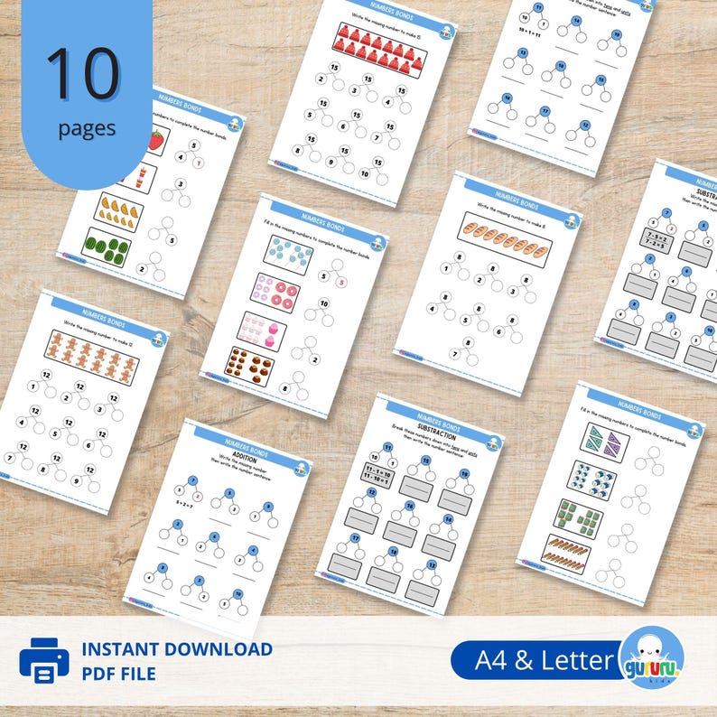Number Bond Worksheet: Singapore Math, Part-part-whole (PDF) - Etsy