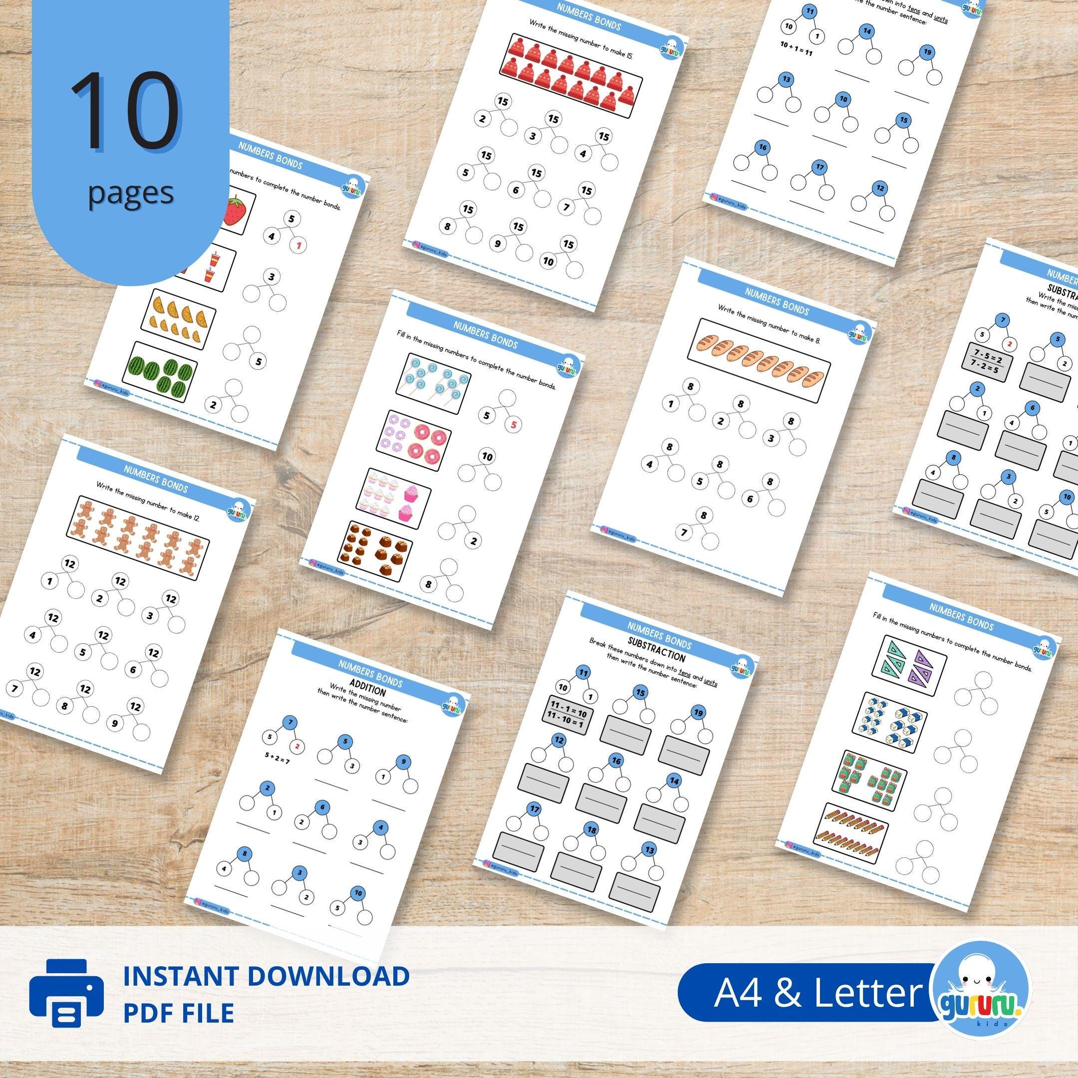 Number Bond Worksheet: Singapore Math, Part-part-whole (PDF) - Etsy