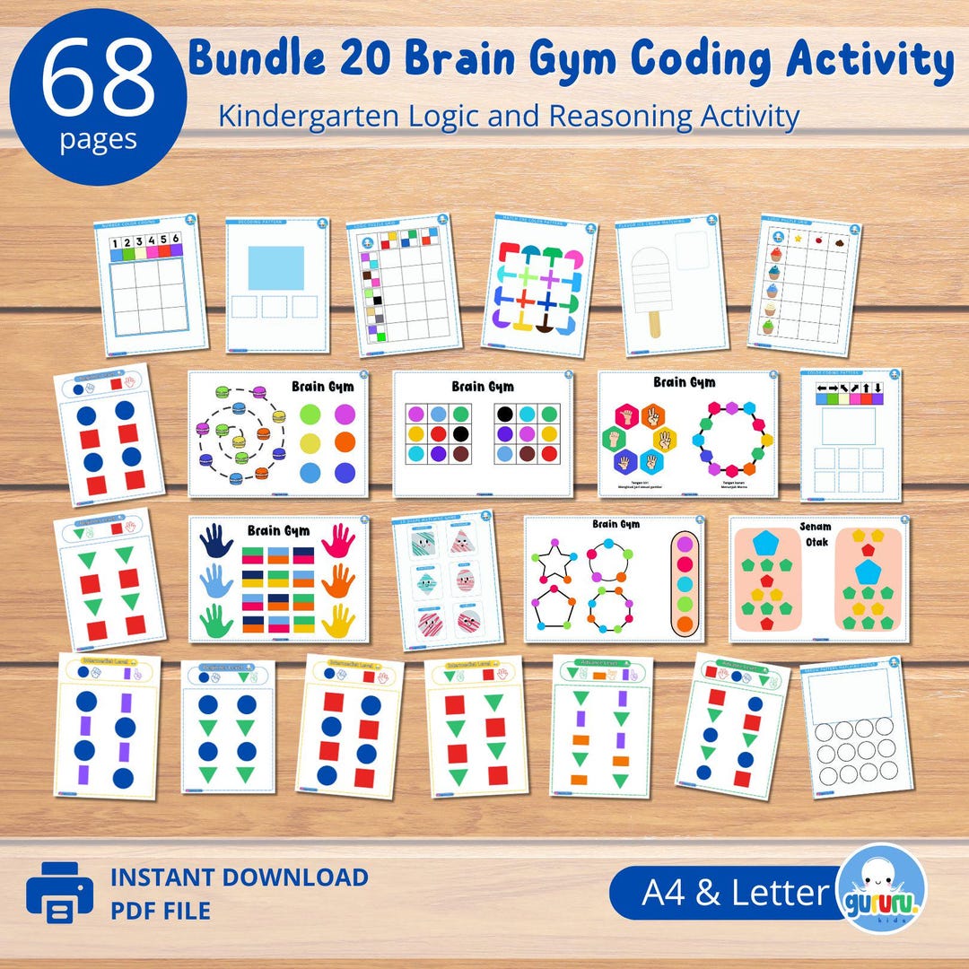 Brain Gym Bilateral Activity Bundle: Color, Shape, & Coding Fun for ...