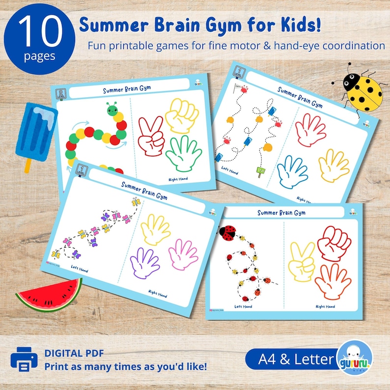 Summer Brain Gym Activities for Kids - Fine Motor & Hand Eye ...