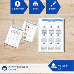 Number Bond Worksheet: Singapore Math, Part-part-whole (PDF) - Etsy