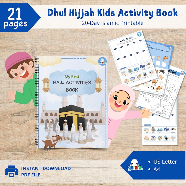 Islamic Hajj Activities Book for Kids – 21 Printable Eid Al Adha Dhul ...