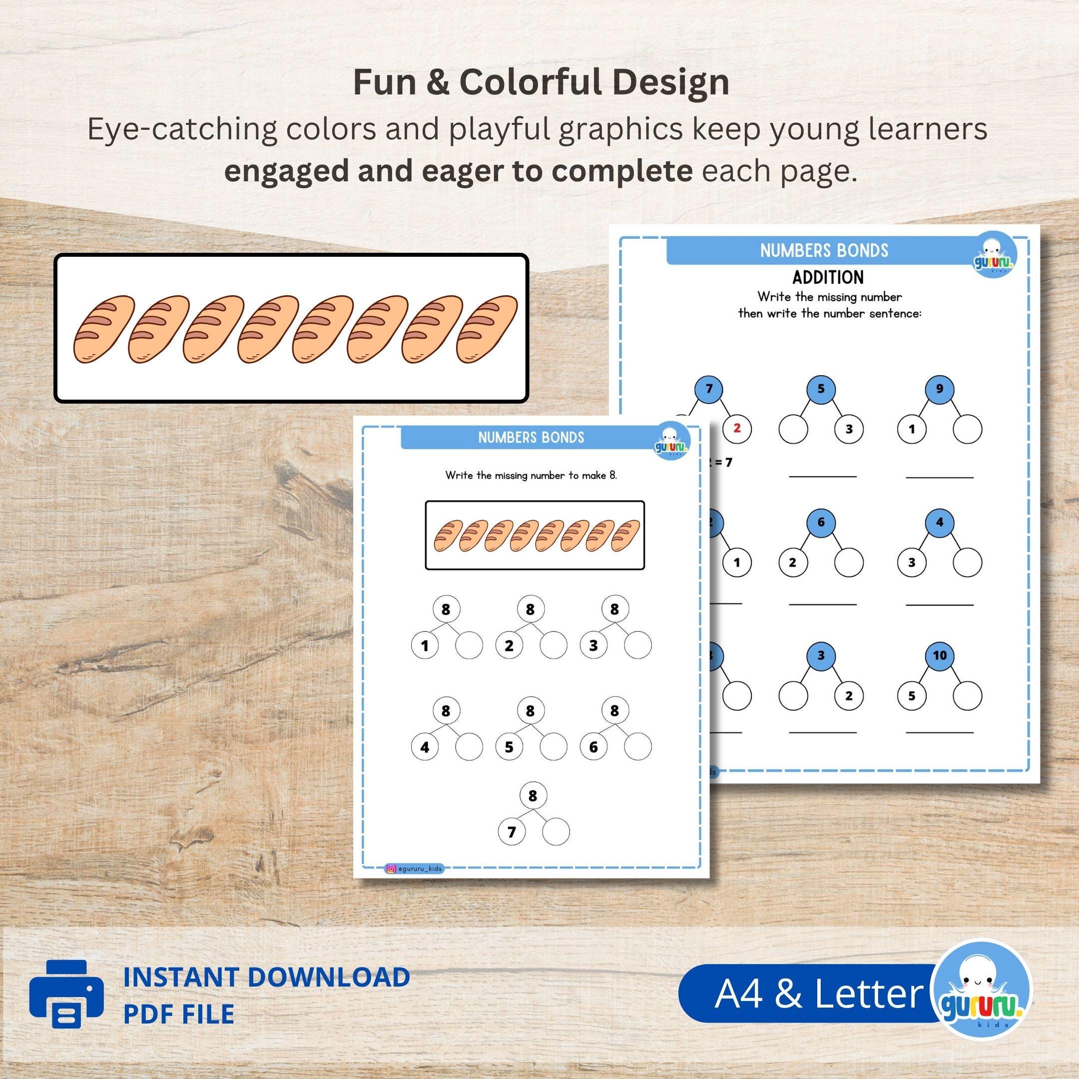 Number Bond Worksheet: Singapore Math, Part-part-whole (PDF) - Etsy