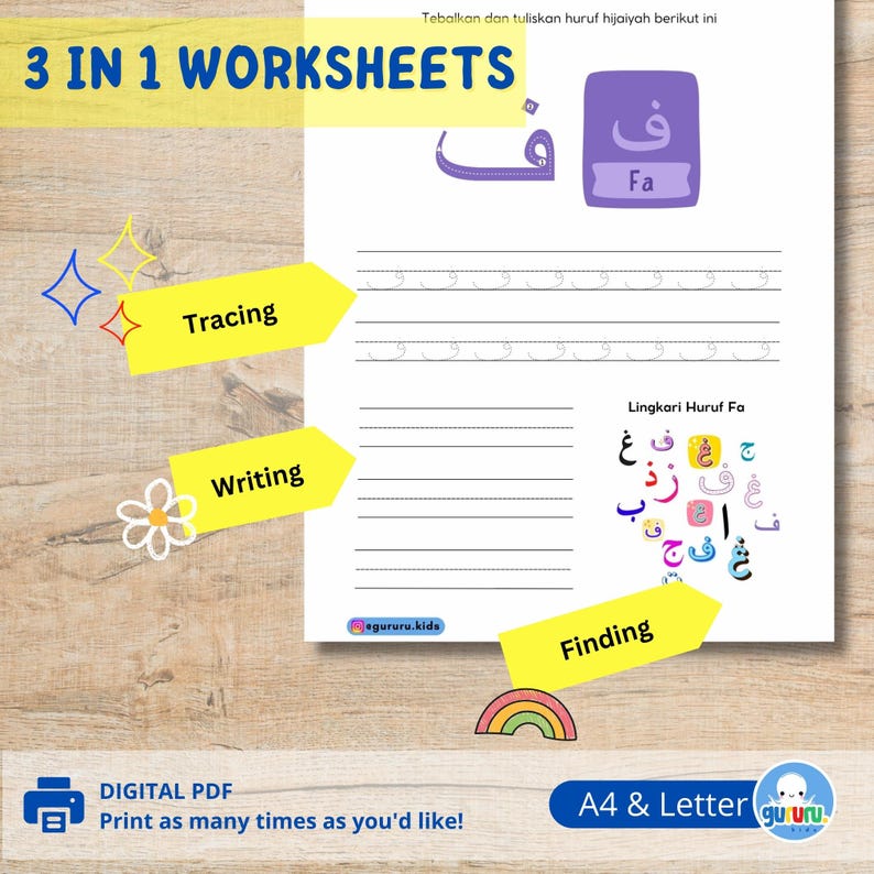 Little Muslim Kids Arabic Letters Tracing Worksheets - Printable ...