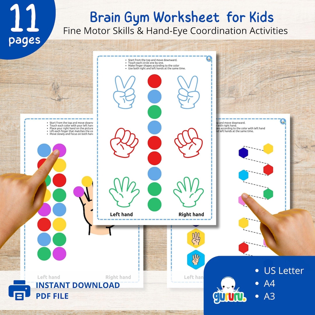 Brain Gym Printable: Kids Color Recognition & Fine Motor Skills (PDF ...