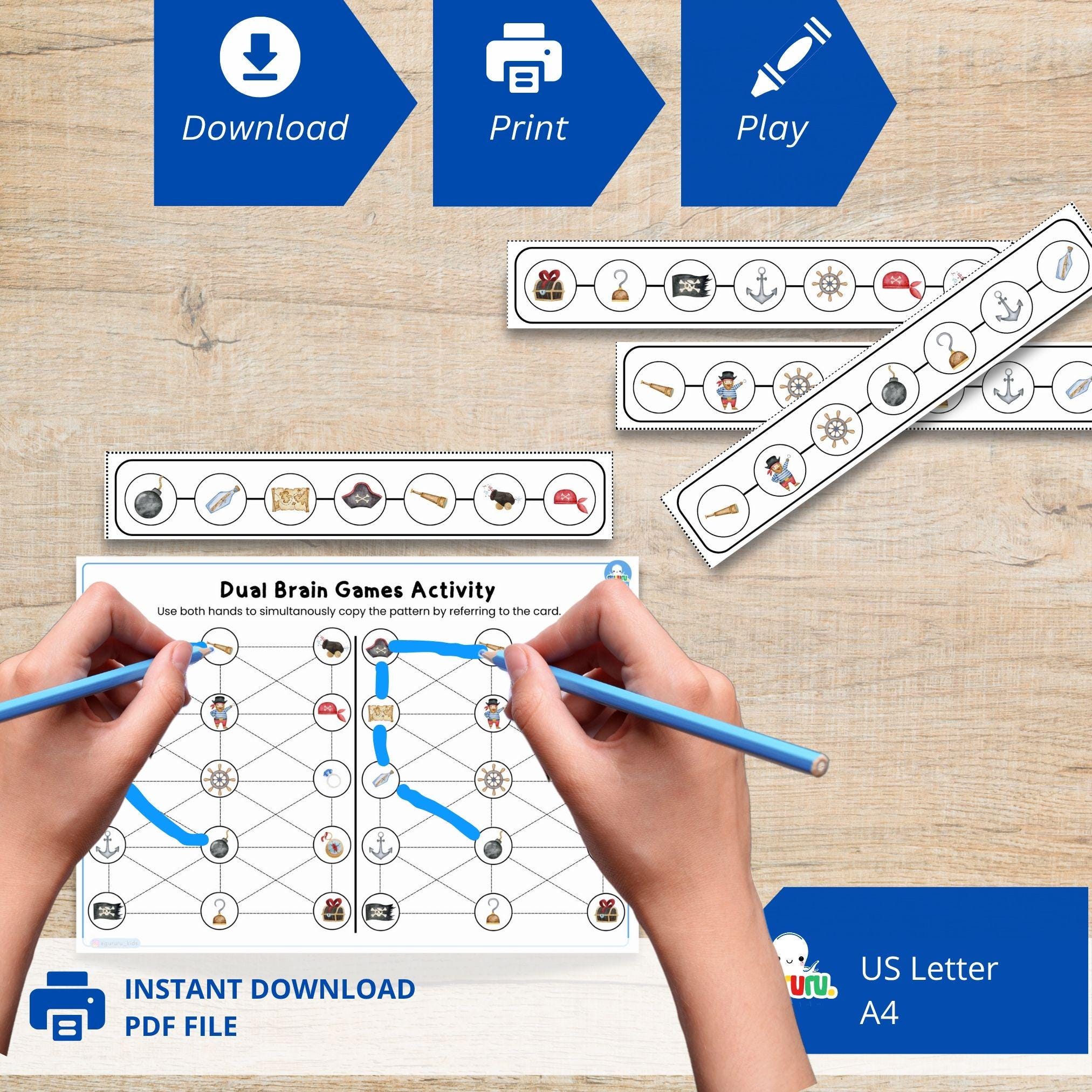 Pirate Brain Gym: Bilateral Tracing Activity for Kids (A4 & US Letter ...