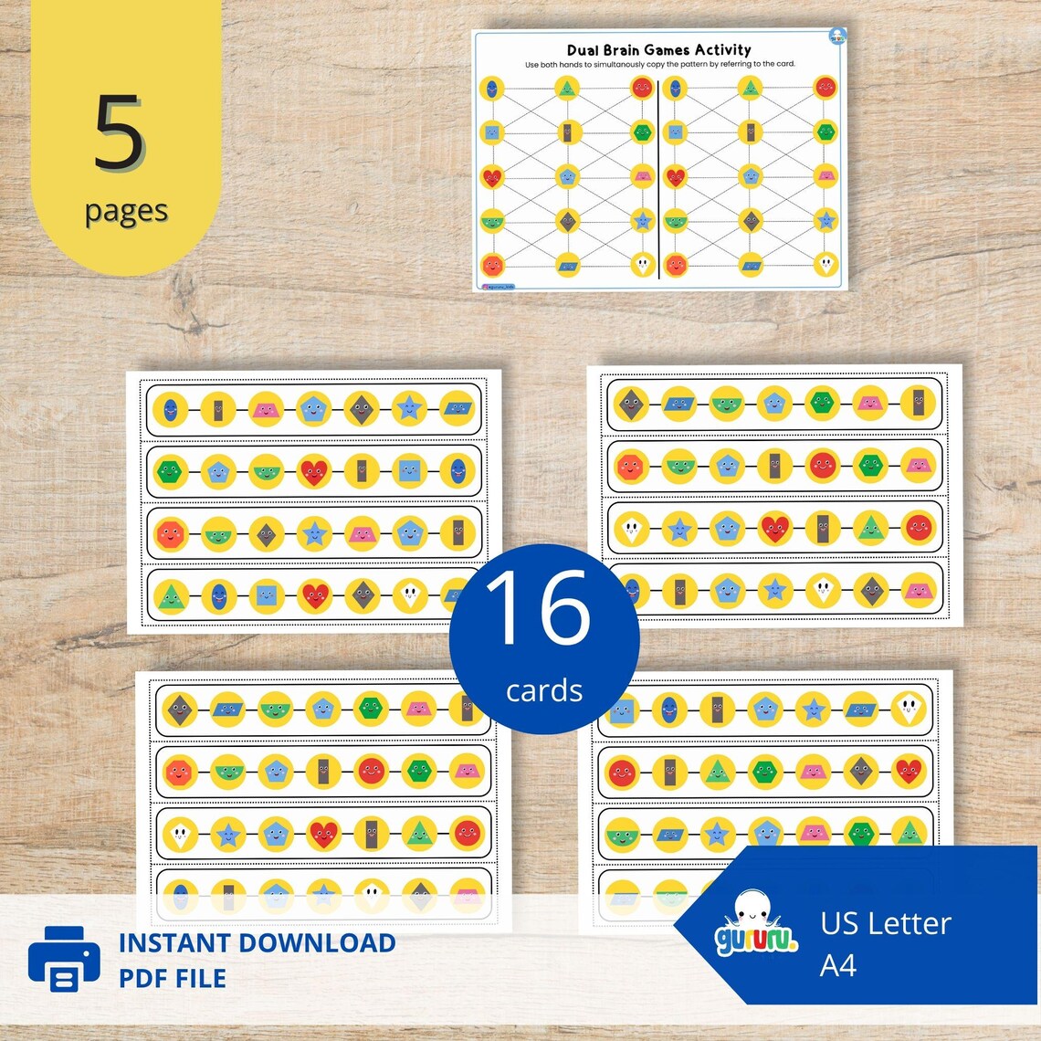 Dual Hand Tracing Shapes: Brain Gym Activity for Kids (PDF Download A4 ...