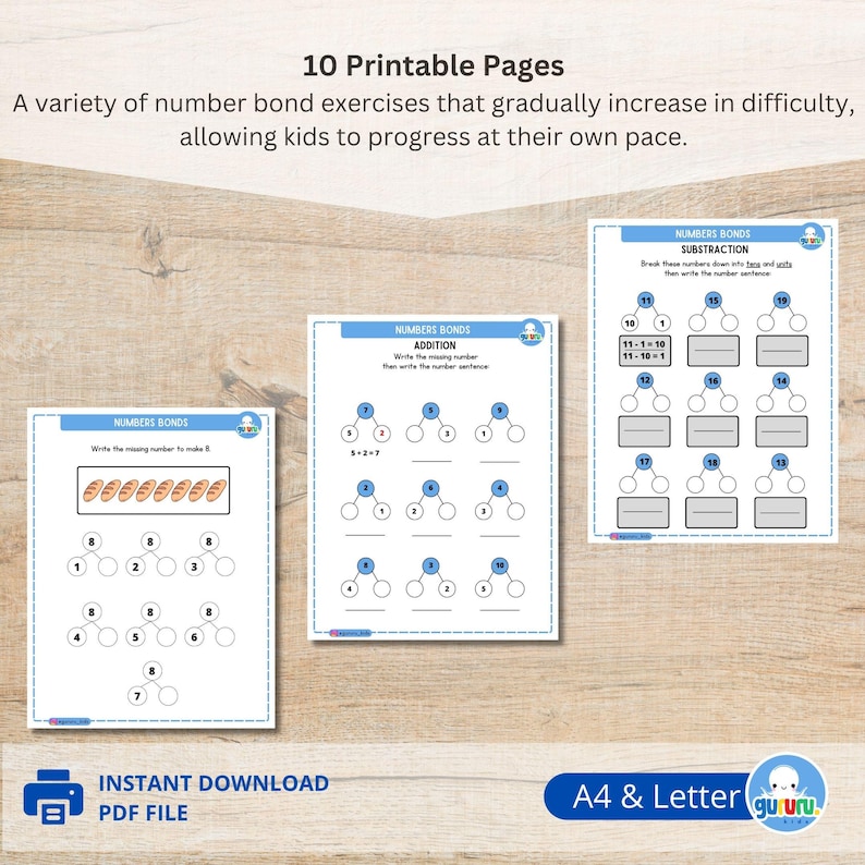 Number Bond Worksheet | Colorful Part Part Whole | Singapore Math for ...