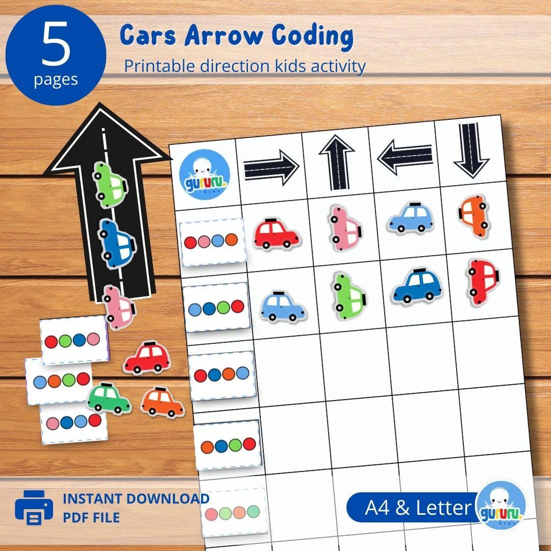 Cars Arrow Coding Activity Printable – Fine Motor Skills Game ...