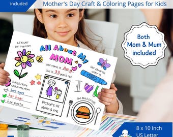 Mother's Day Poem Template | Acrostic Coloring Page (PDF) - Etsy