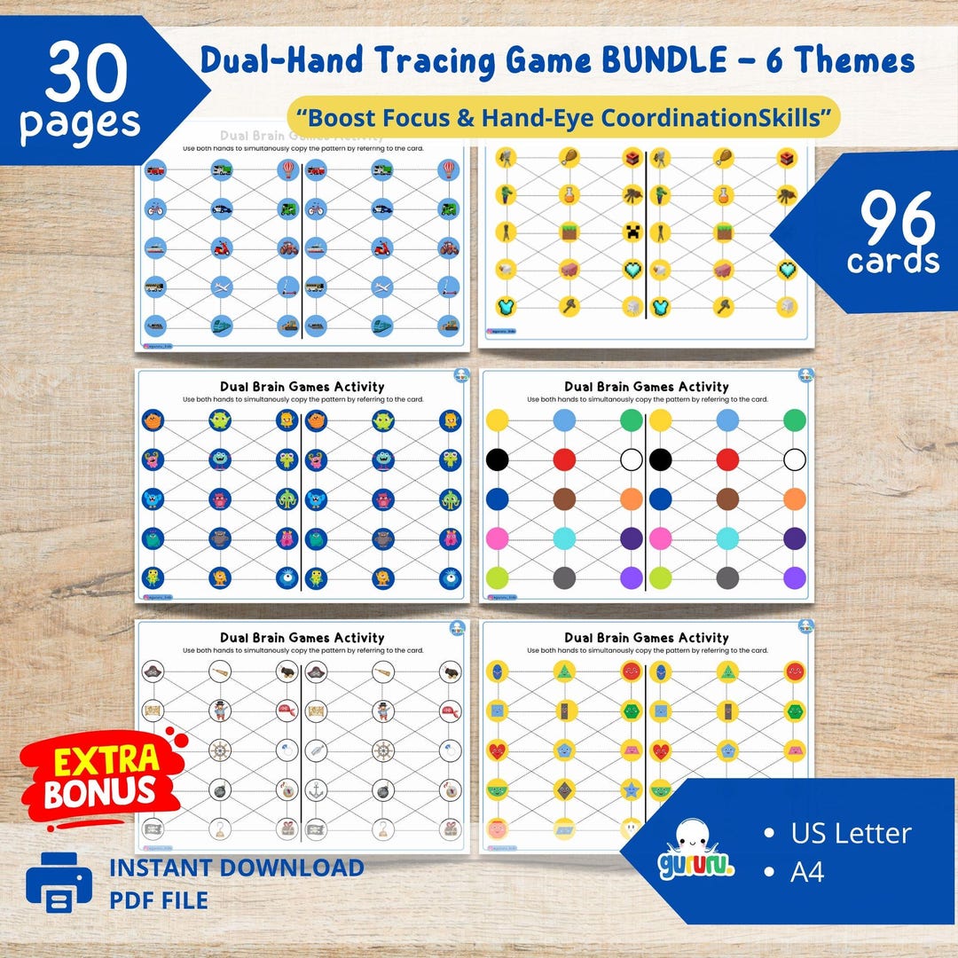 Dual-hand Tracing Brain Gym Printables: Fine Motor Skills Activity for ...
