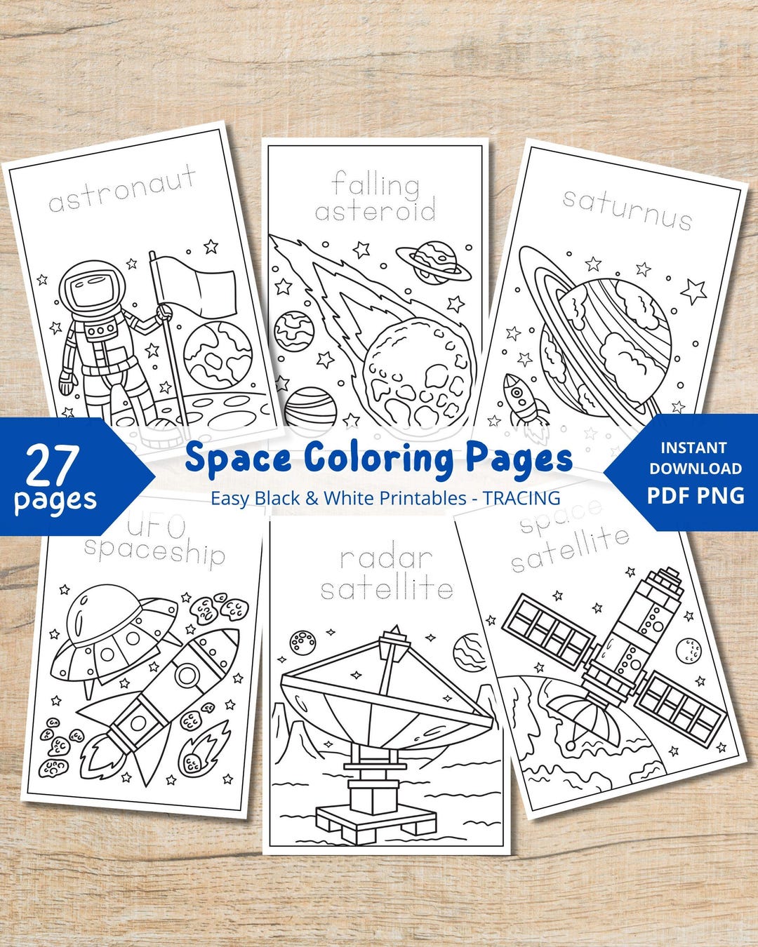 27 Space Coloring Pages PDF & PNG, Tracing Outer Space Activities for ...