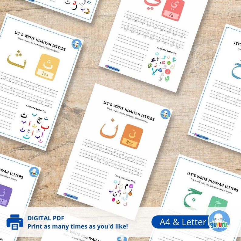30 Arabic Letters Tracing Sheets, Hijaiyah Worksheets, Printable Arabic ...