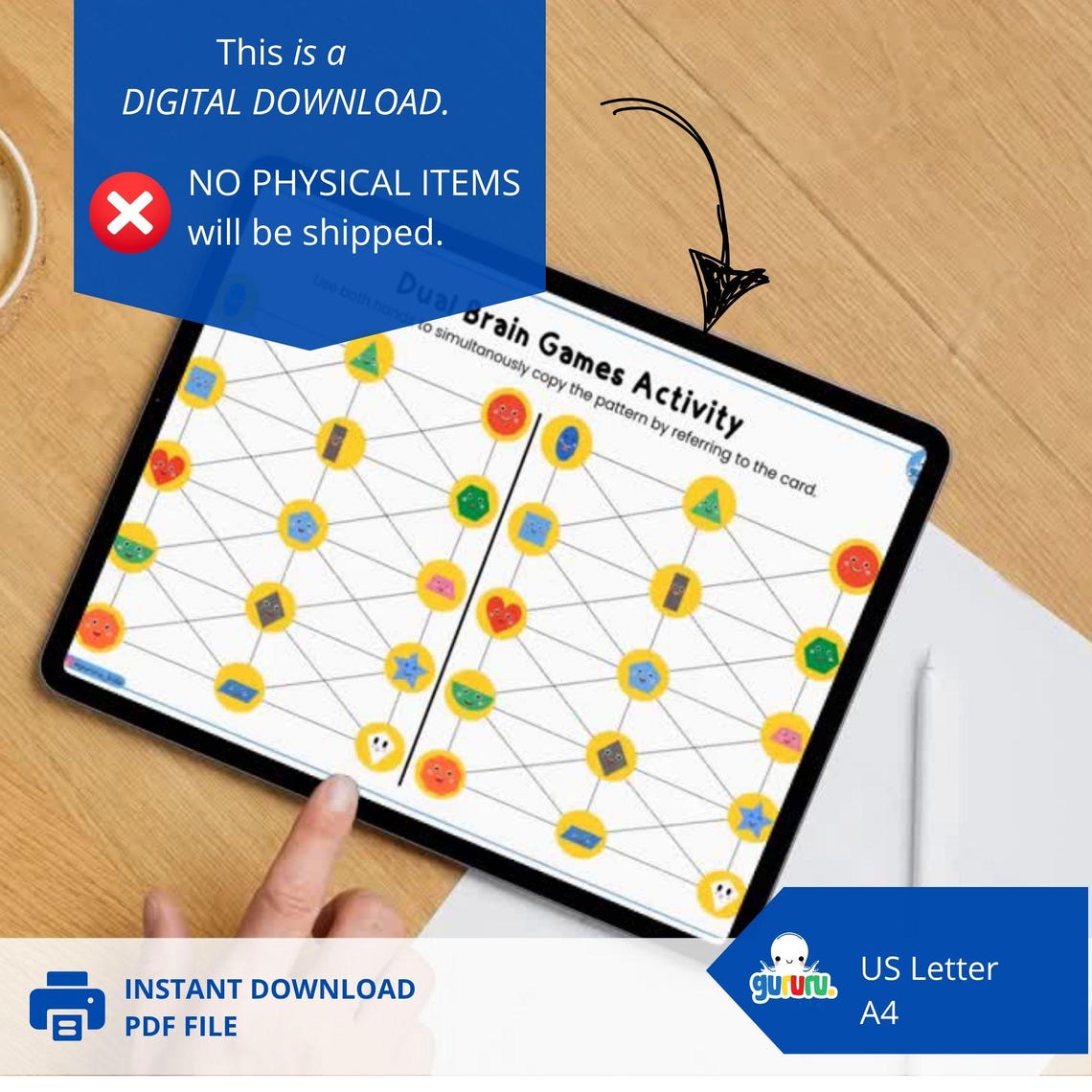 Dual Hand Tracing Shapes: Brain Gym Activity for Kids (PDF Download A4 ...