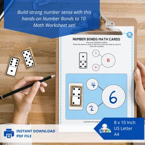 Number Bonds to 10 Math Game: Part-part-whole Board & Dominoes (PDF ...