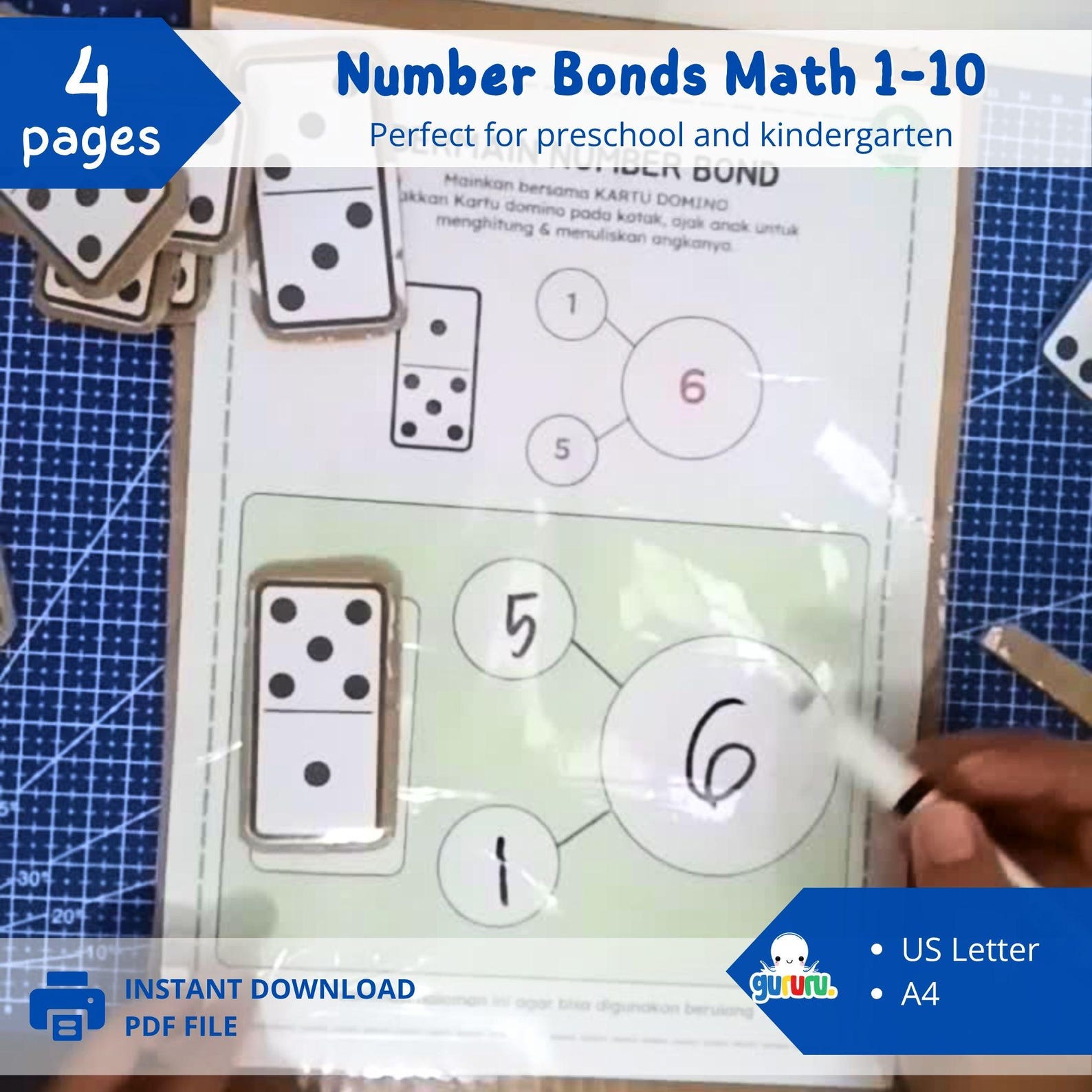 Number Bonds to 10 Math Game: Part-part-whole Board & Dominoes (PDF ...