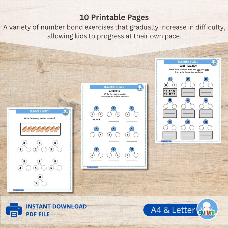 Number Bond Worksheet: Singapore Math, Part-part-whole (PDF) - Etsy