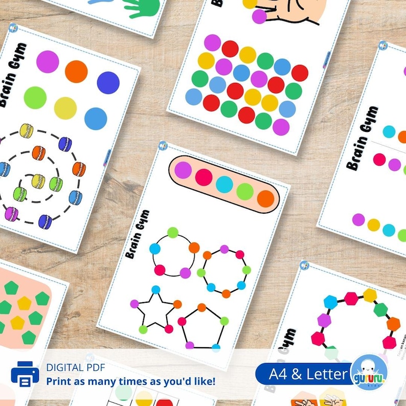 Brain Gym Printable: Kids Color Recognition & Fine Motor Skills (PDF ...