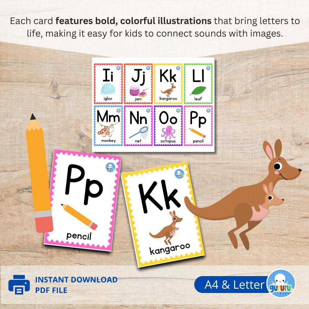 Flashcard a B C, Tracing Printable Abc Flash Cards, Alphabet Card With ...