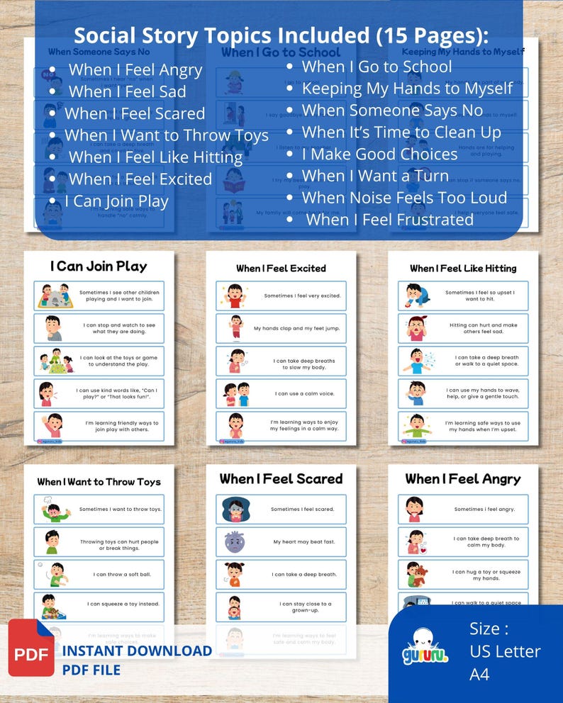 Autism Social Stories Visual Supports for Toddlers | Calm Down Behavior ...