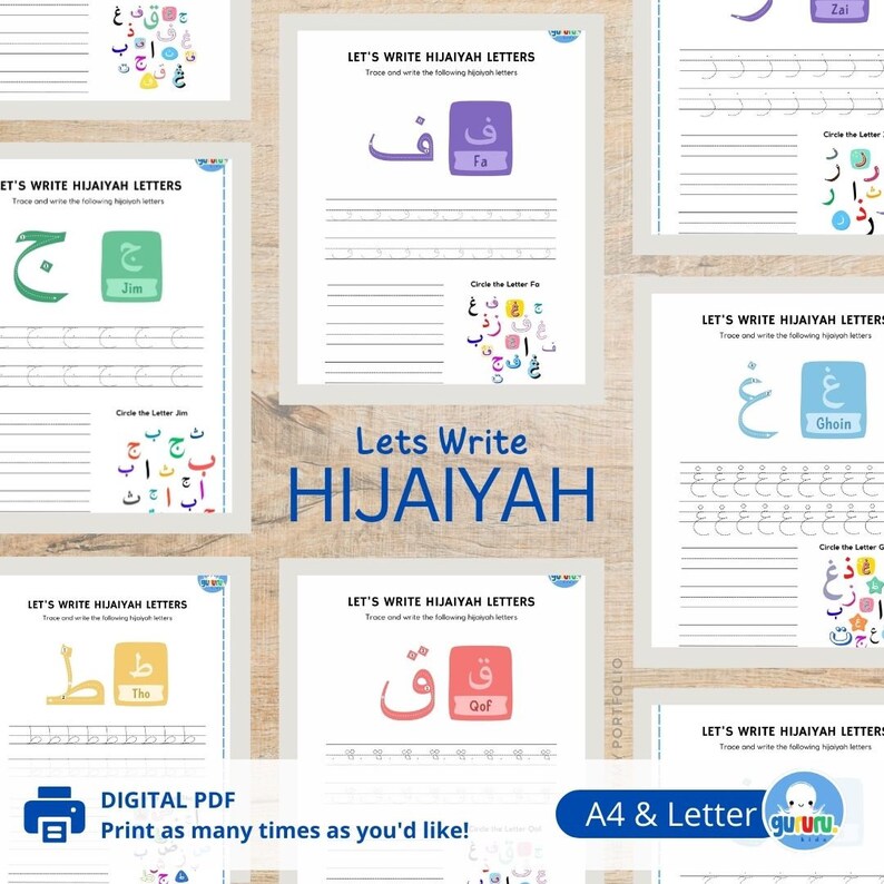 30 Arabic Letters Tracing Sheets, Hijaiyah Worksheets, Printable Arabic ...