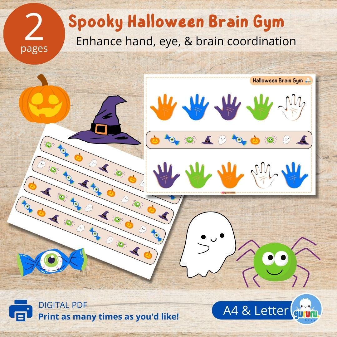 Spooky Brain Gym Printable - Halloween Brain Games Training, Cognitives ...