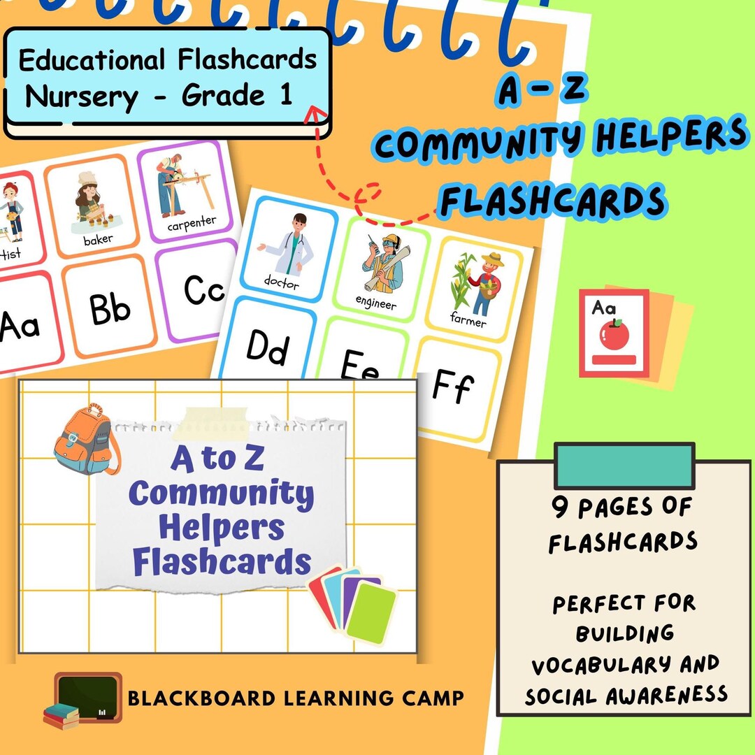 A to Z Community Helpers Flashcards | Alphabet | Professions ...