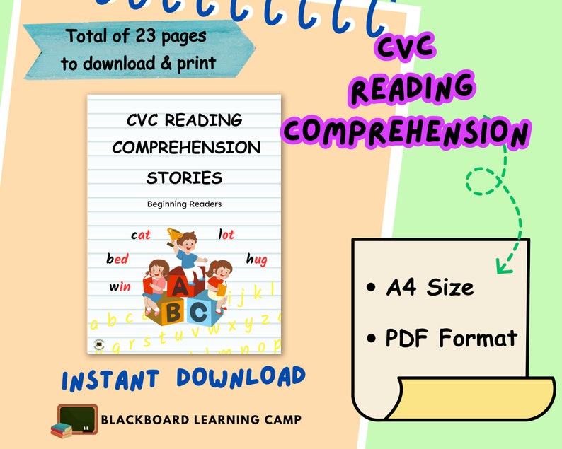 CVC Reading Comprehension Worksheets for Beginning Readers ...